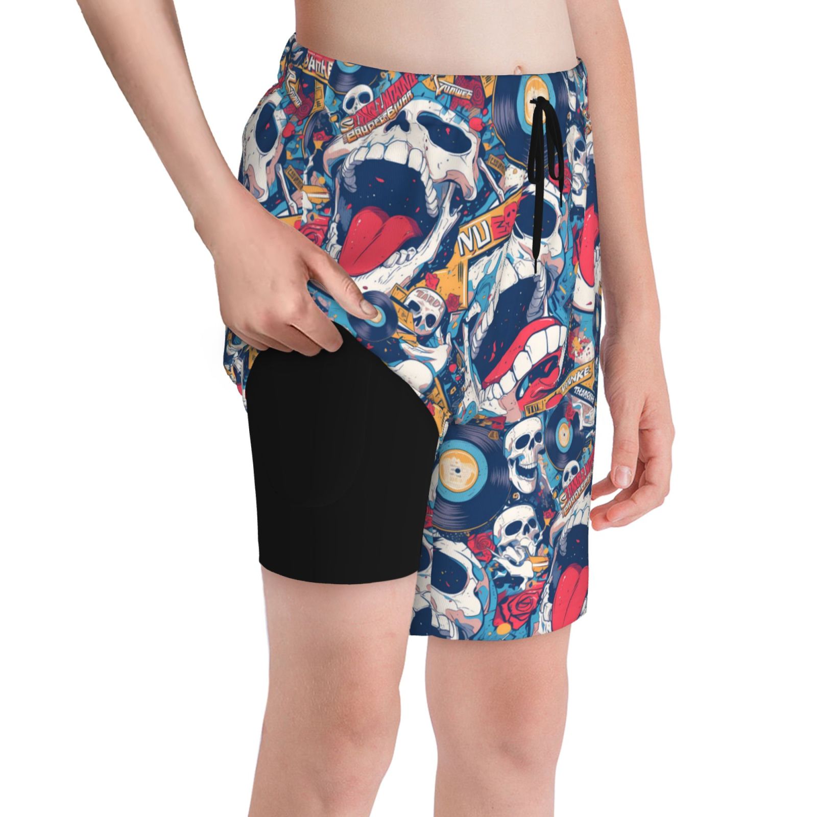 Cauagu cool rock Skull Print Swim Trunks for Men,Youth Boys Swim Shorts ...