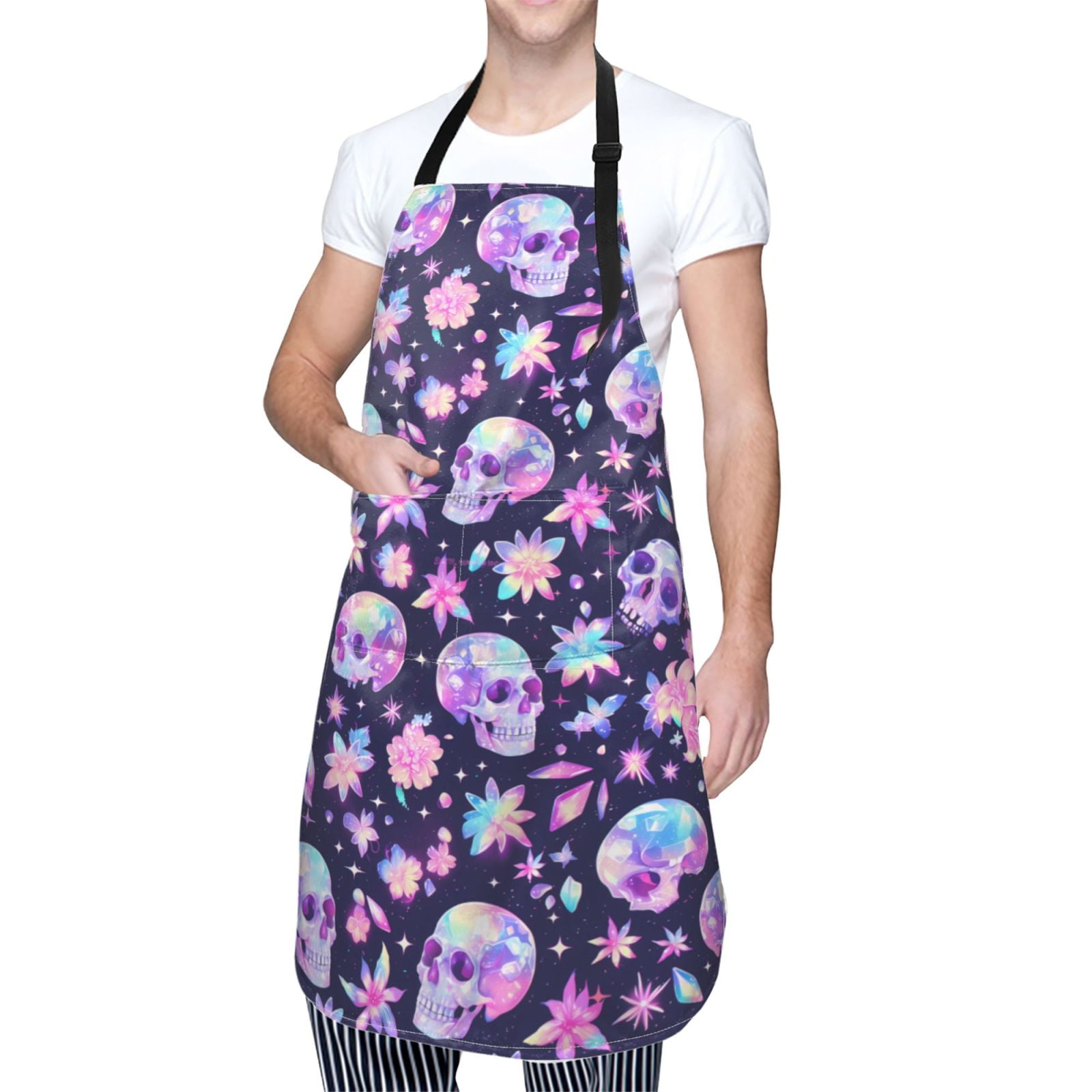 Cauagu crystal Skull flower cool Aprons with Pockets,Waterproof Apron ...