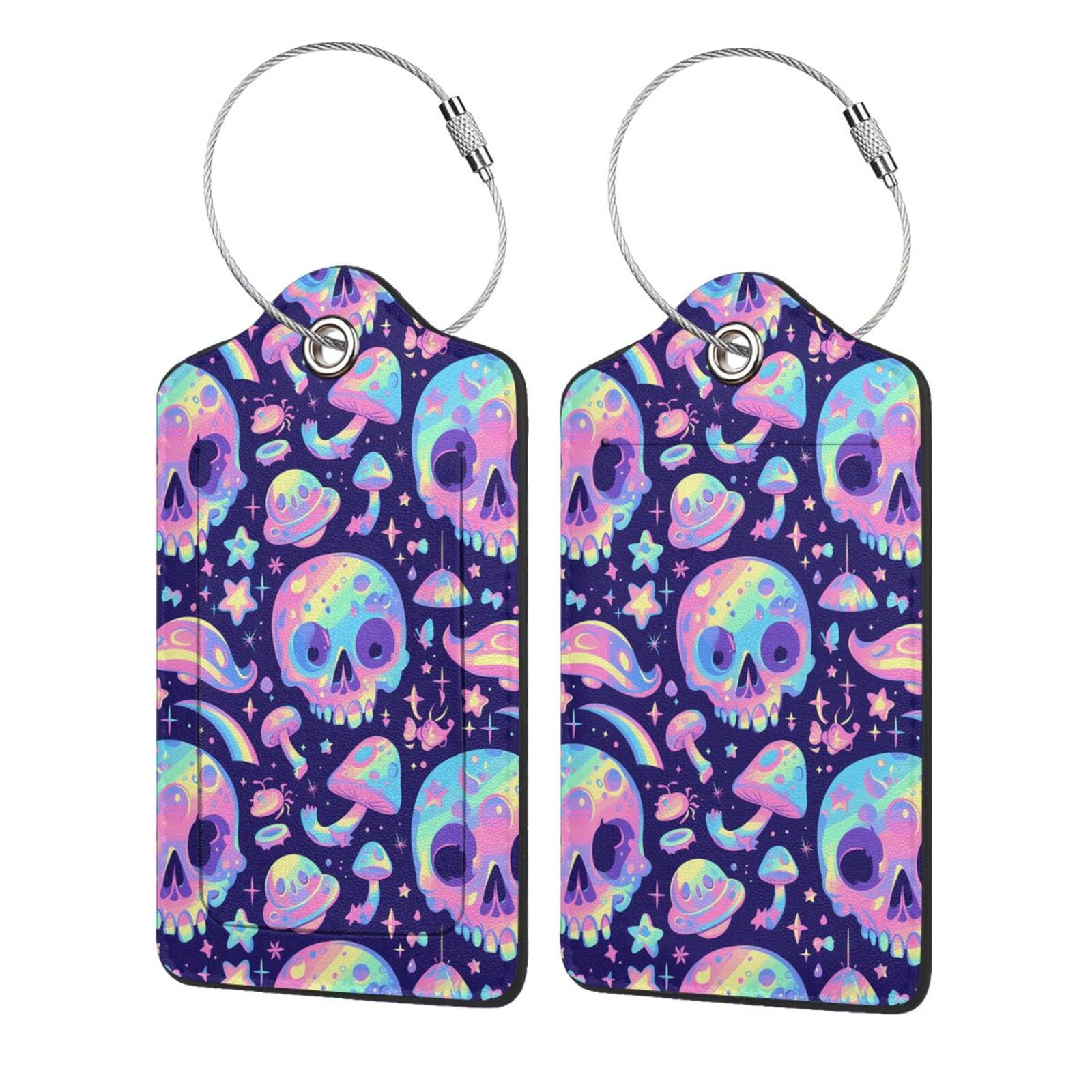 Cauagu crystal Skull mushroom Pattern Luggage Tags,Leather Luggage Tags ...