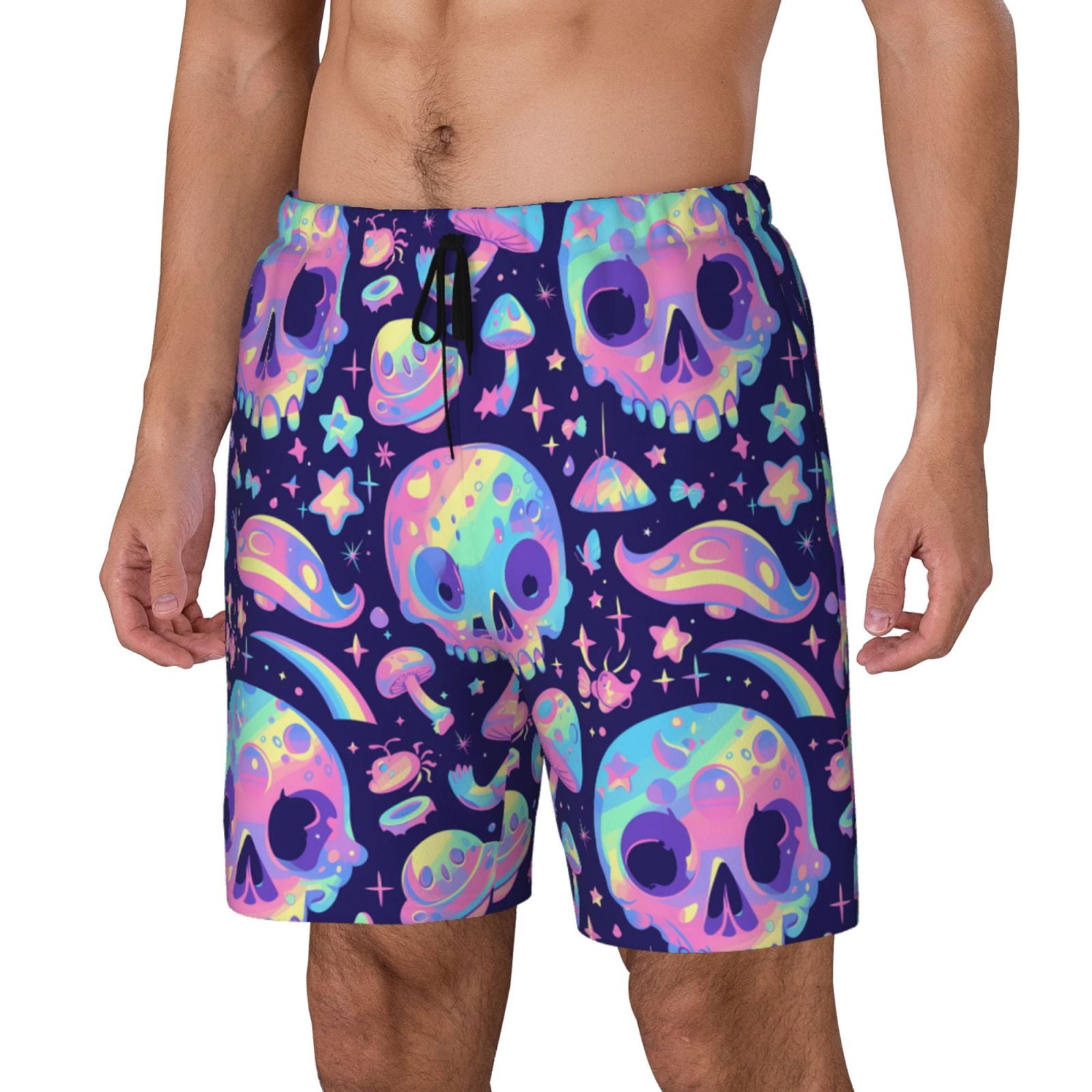 Cauagu crystal Skull mushroom Print Mens Swim Trunks Quick Dry Board ...