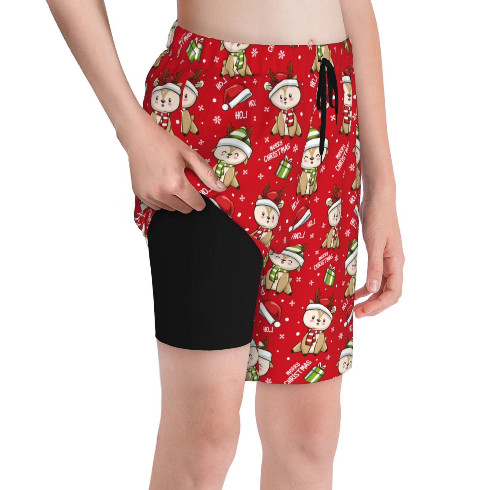 Cauagu cute Christmas Moose Print Swim Trunks for Men,Youth Boys Swim ...