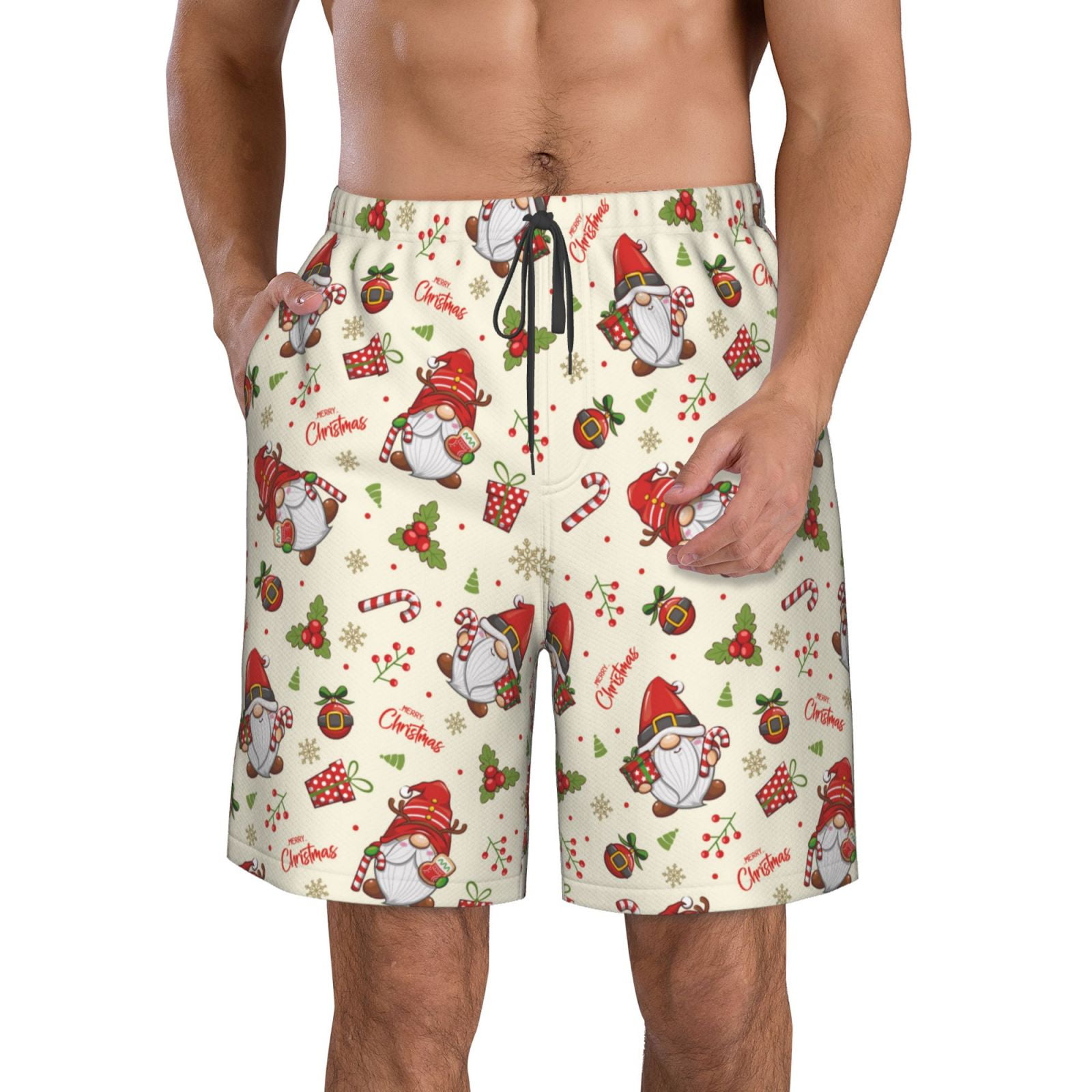 Cauagu cute Santa with Gifts Print Men's Swim Trunks,Hawaiian Bathing ...