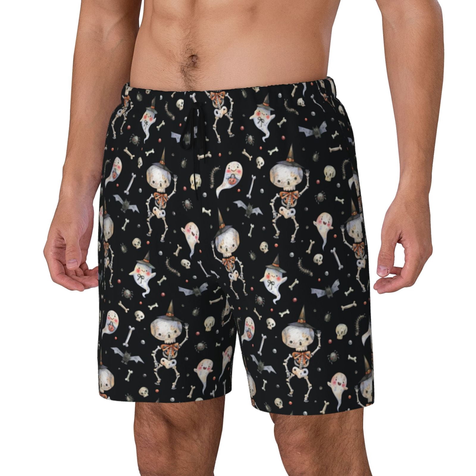 Cauagu cute Skull bone Print Mens Swim Trunks Quick Dry Board Shorts ...