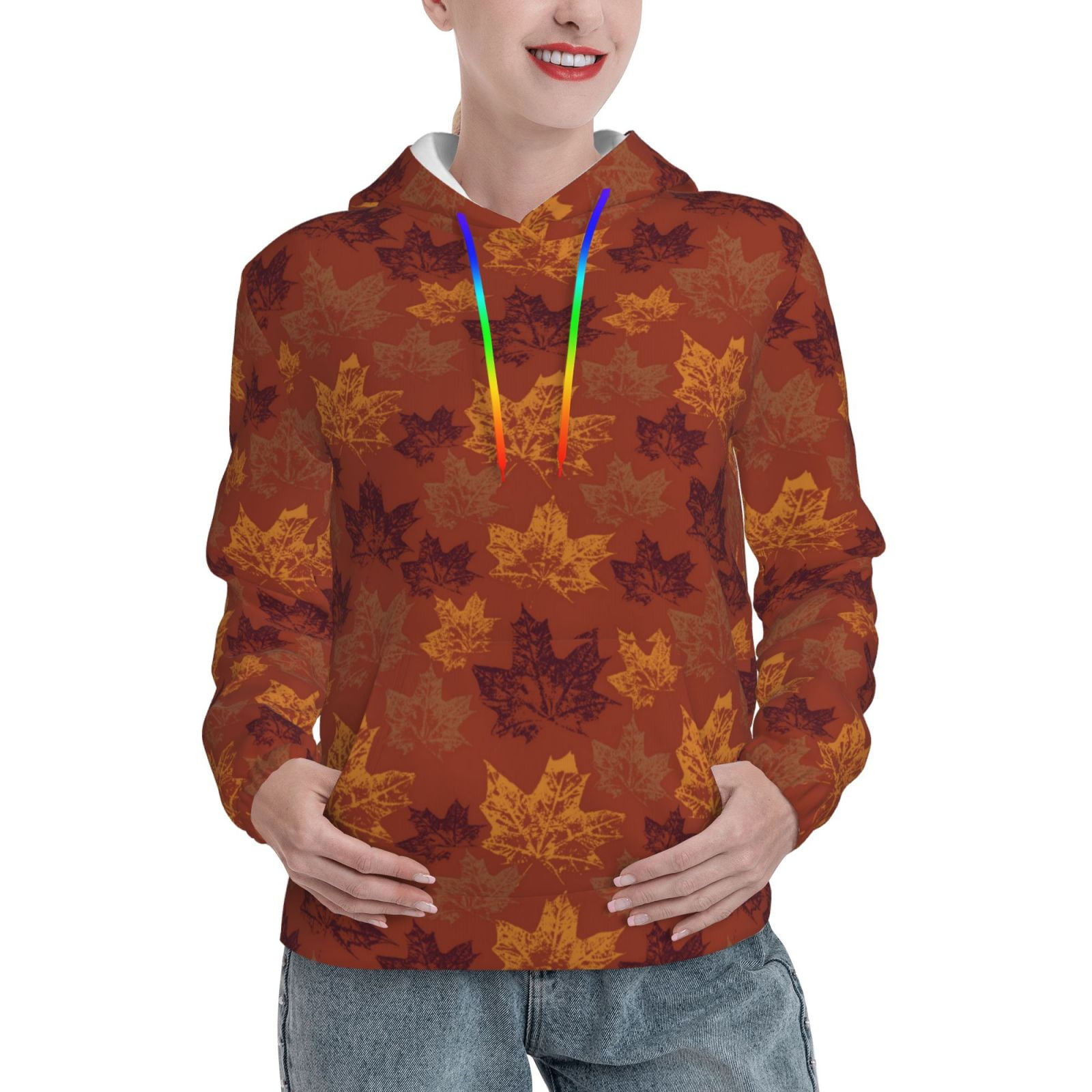 Cauagu fall Maple for Women's Hooded Sweatshirts Pullover Hoodie for Women Fall Workout Sweat ...