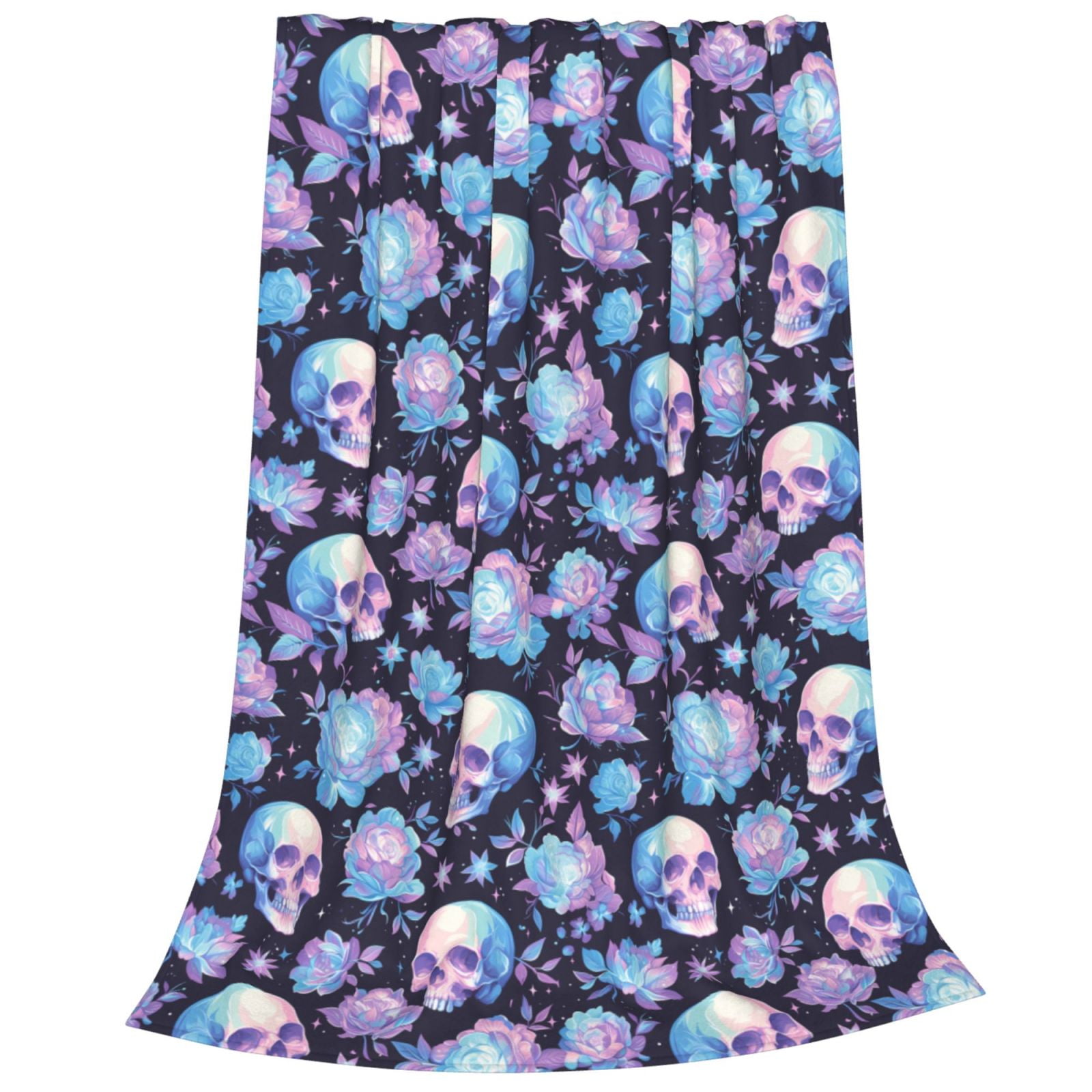 Cauagu flower Skull in starry sky Pattern Flannel Bed Blankets,Fleece ...