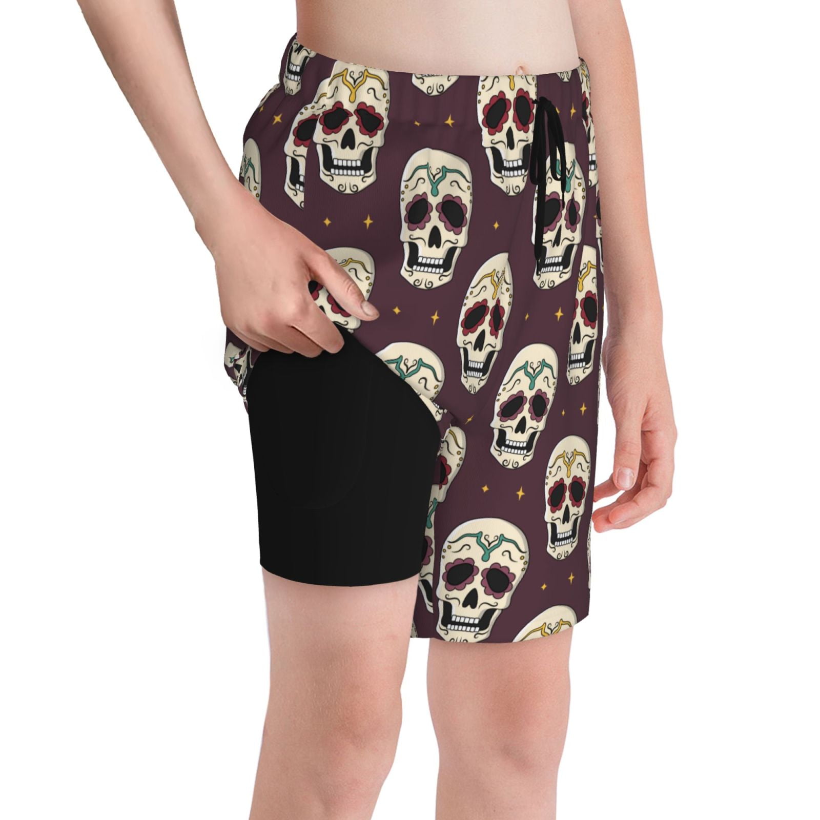 Cauagu funny Skull star Print Swim Trunks for Men,Youth Boys Swim ...