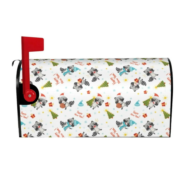 Cauagu happy new year Raccoon Pattern Magnetic Mailbox Covers, Mailbox ...