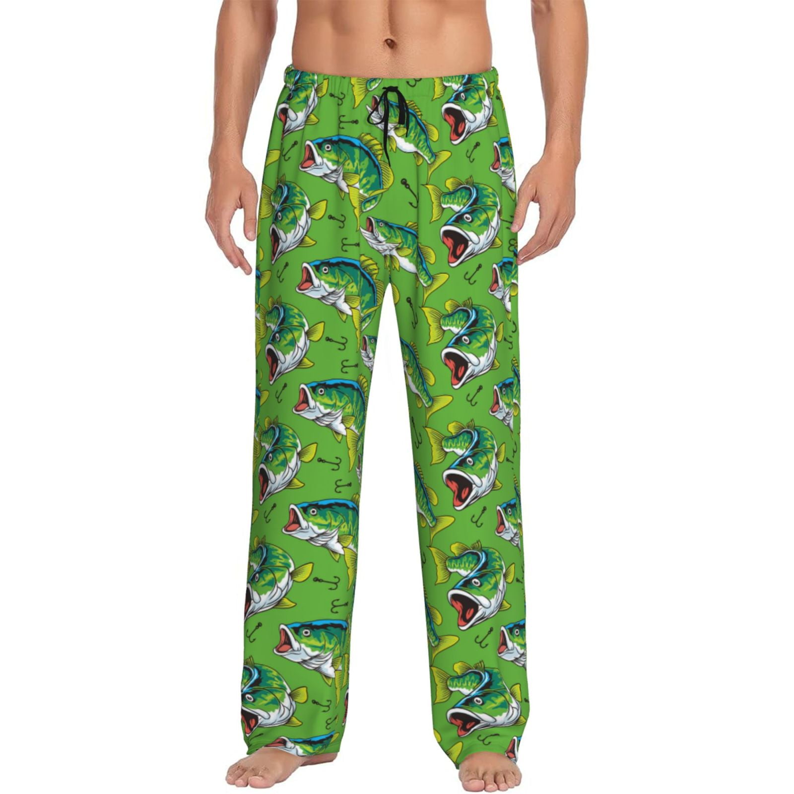 Cauagu large mouth green color bass fish Mens Pajama Pants Sleep ...