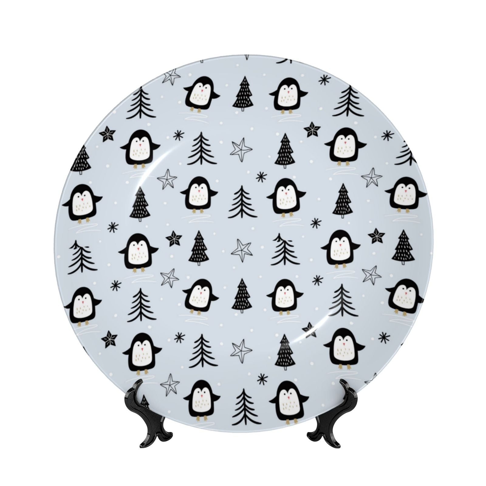 Cauagu penguin tree star Print Bone China Decorative Plate, Wall Mount ...
