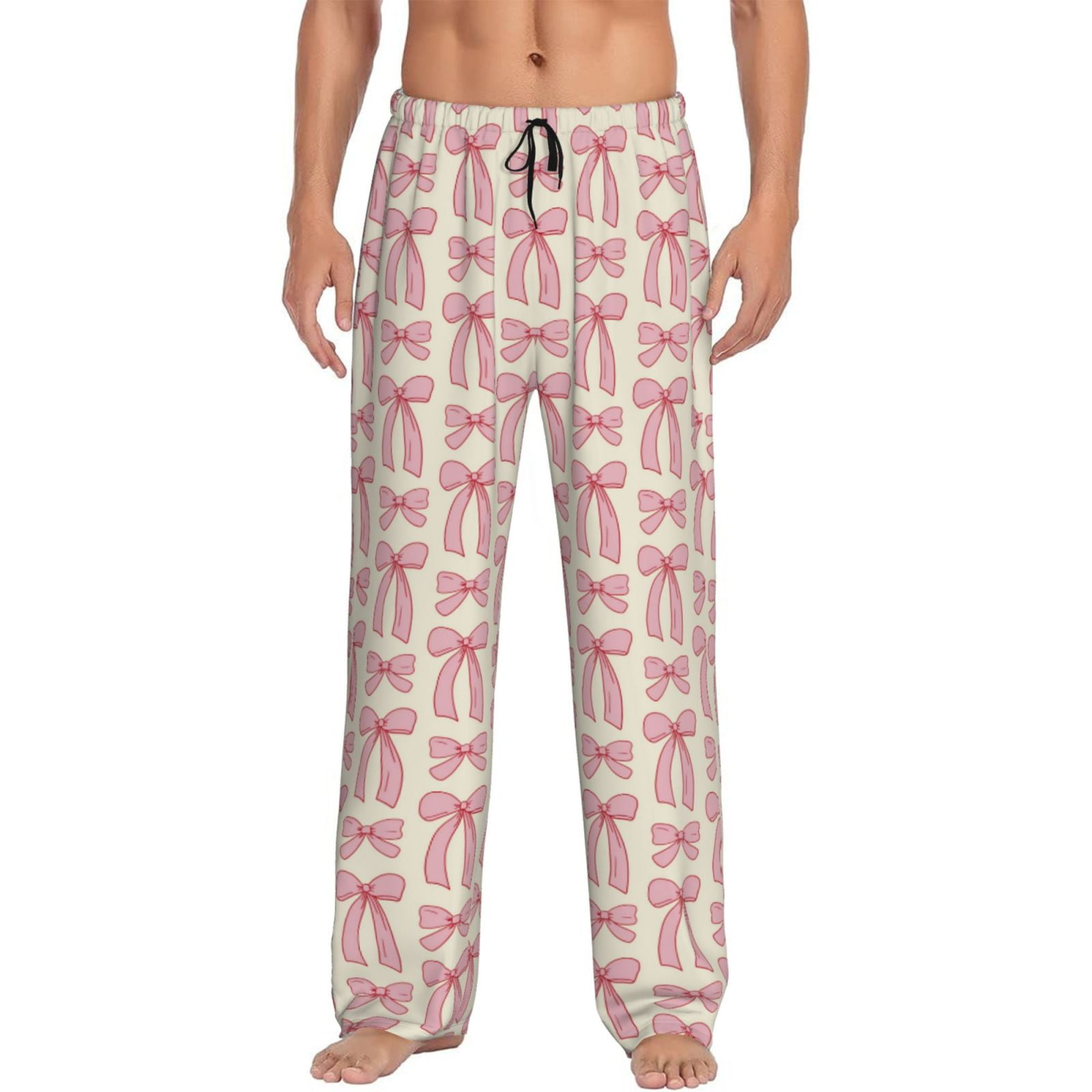 Cauagu pink hand drawn bows Mens Pajama Pants Sleep & Lounge Pants,PJ ...