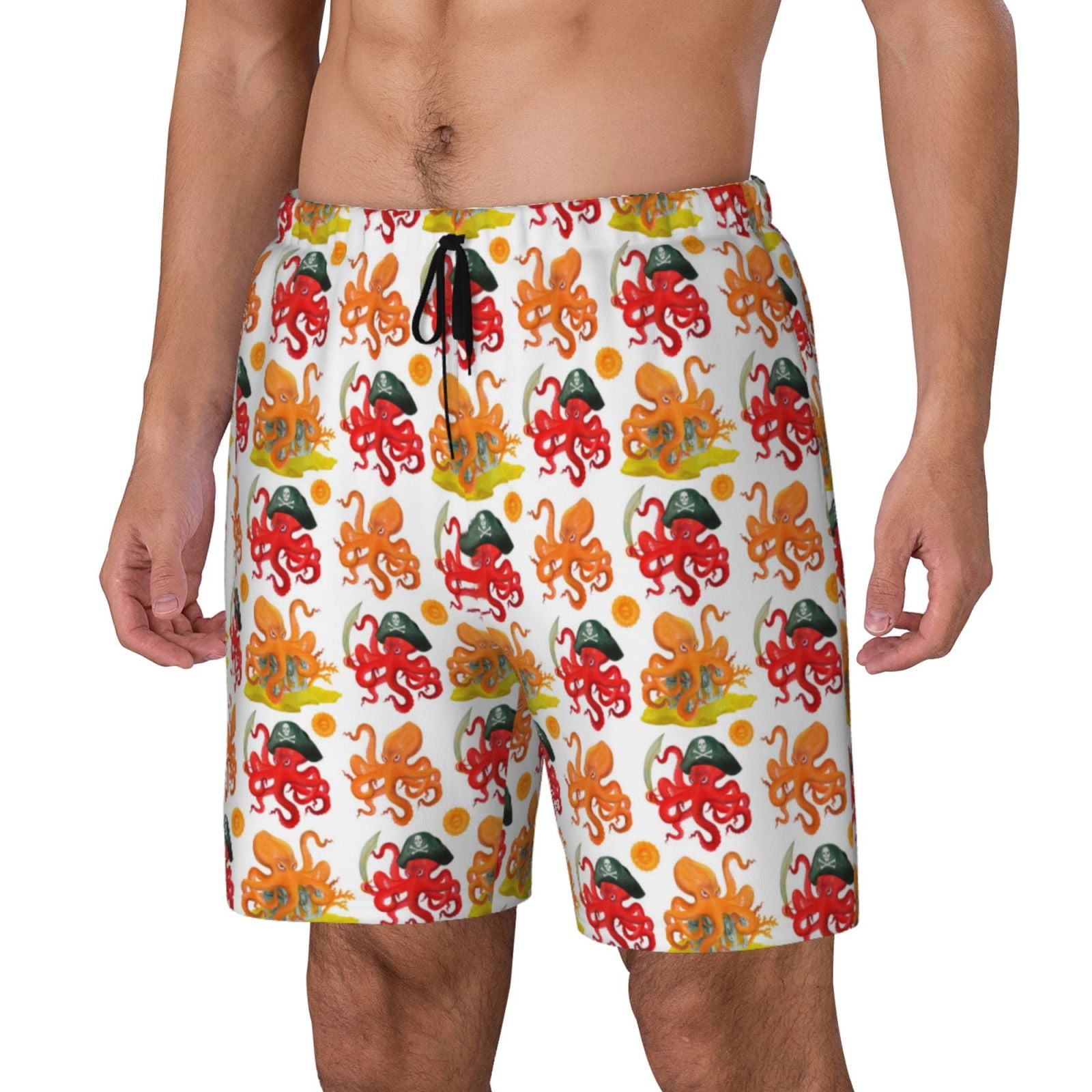 Cauagu pirate Octopus Print Mens Swim Trunks Quick Dry Board Shorts ...