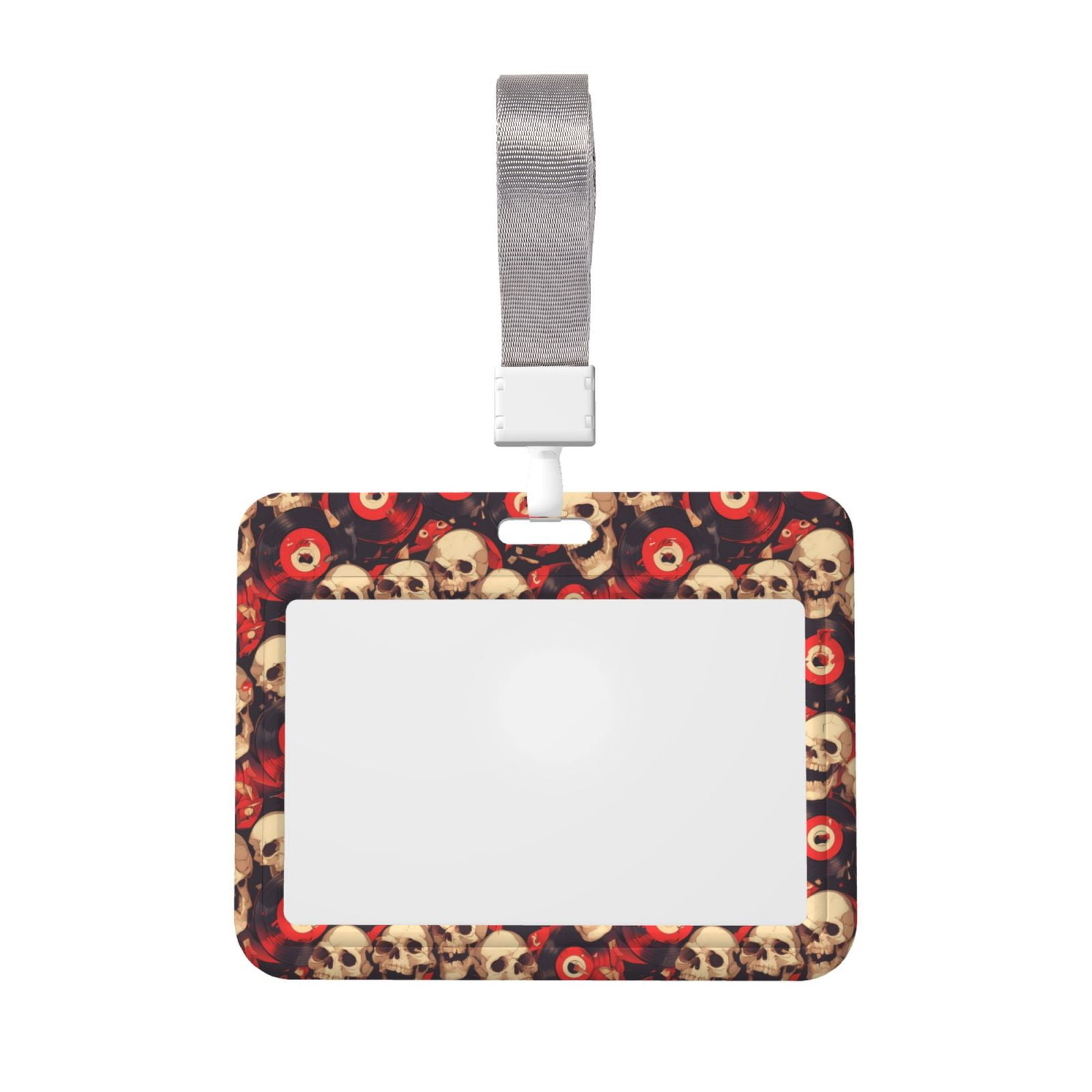 Cauagu record Skull rock for ID Badge Holder,Badge Holder with Windows ...
