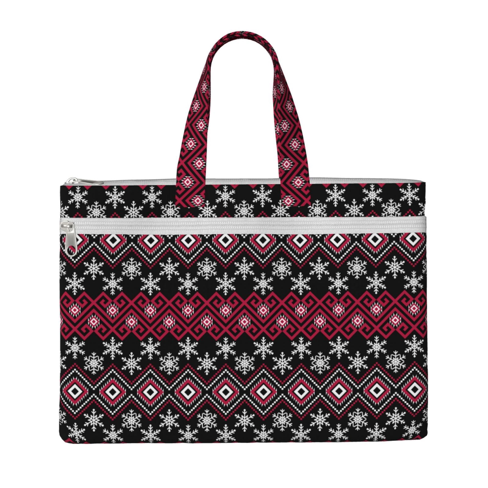 Cauagu red Minimalist Snowflake Pattern Canvas Tote File Bag, Zipper ...
