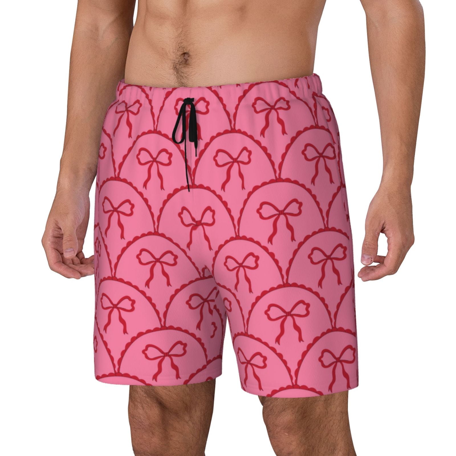 Cauagu red bows Print Mens Swim Trunks Quick Dry Board Shorts Swim ...