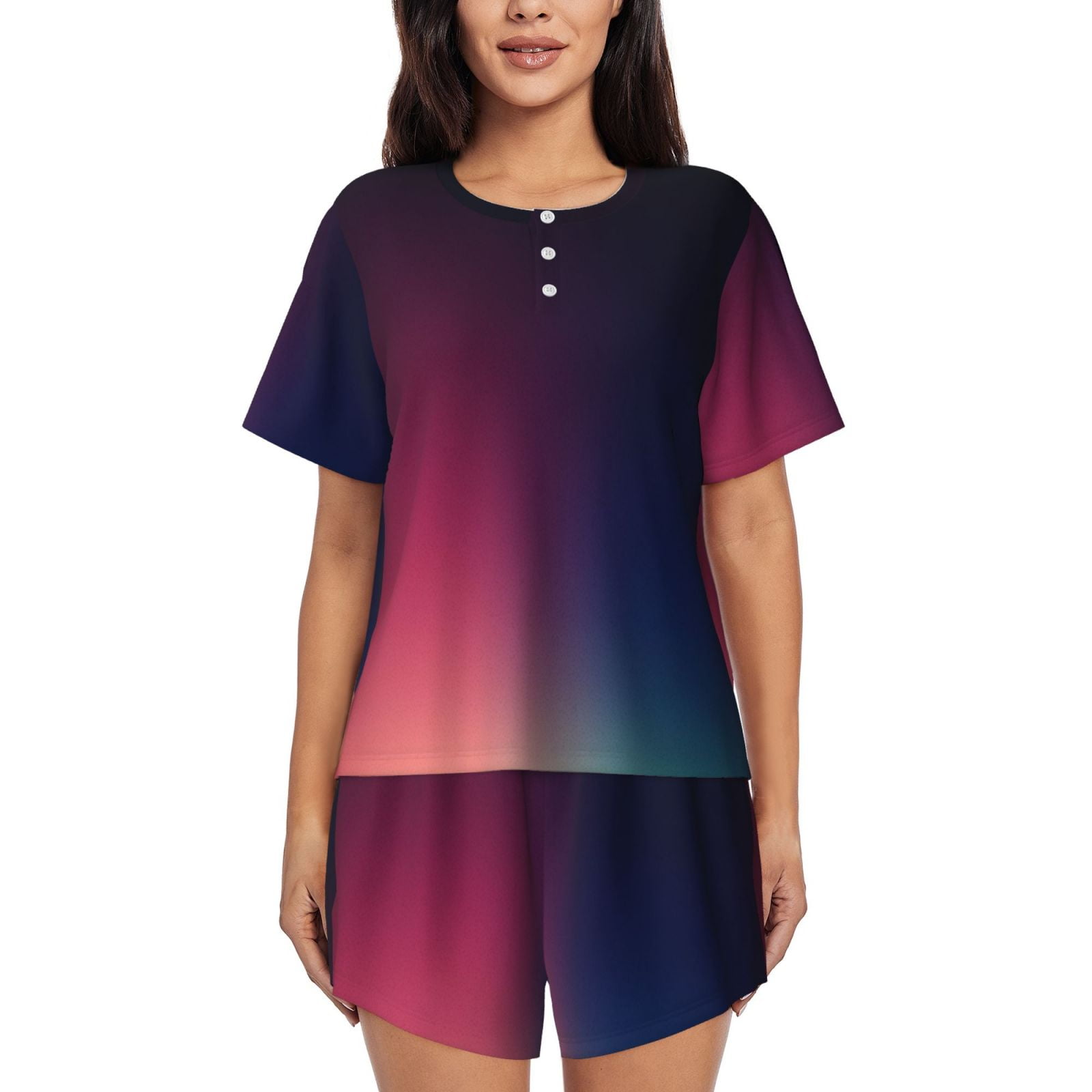 Cauagu retro blue orange red teal dark for Women's Round Neck Pajama ...
