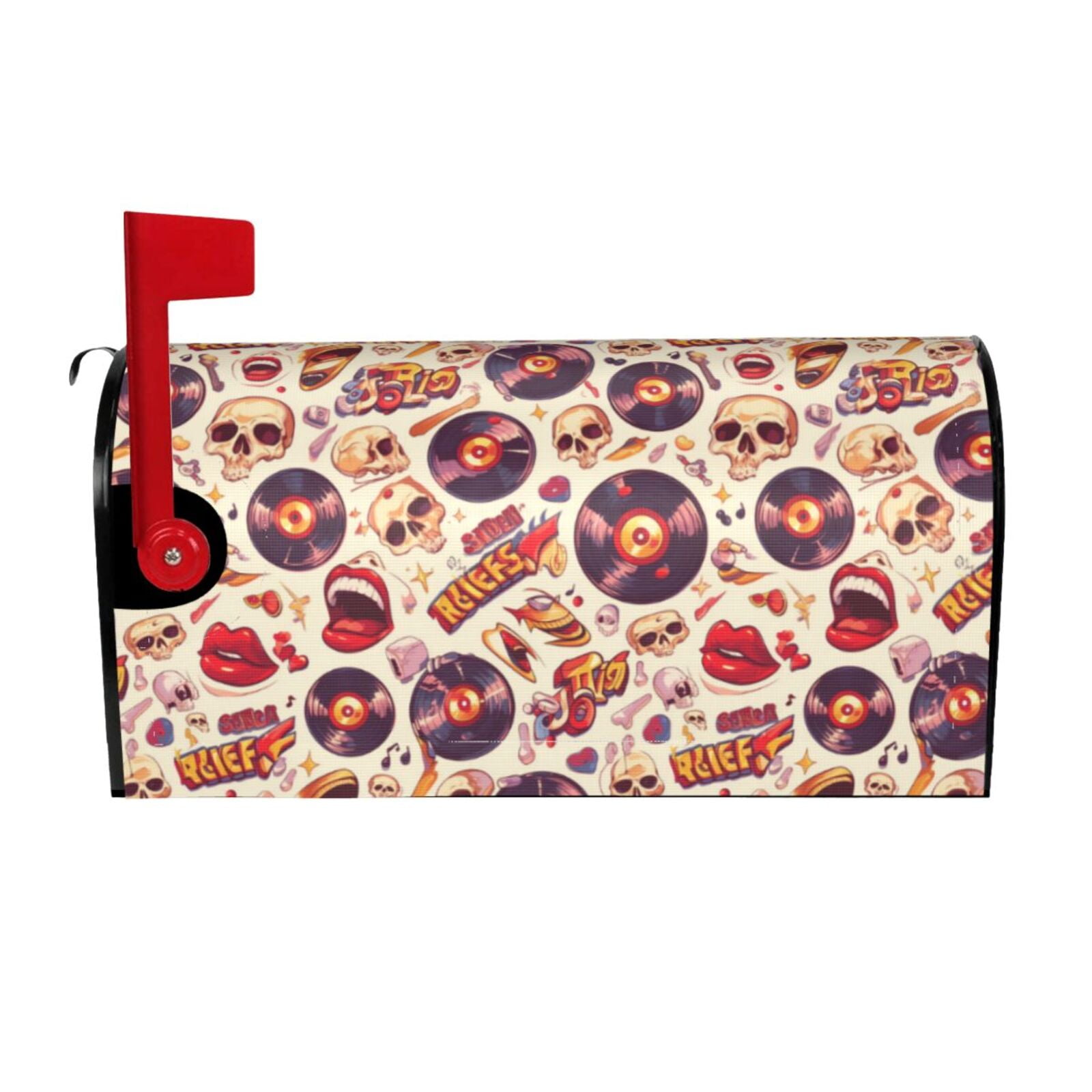 Cauagu rock music Skull record Pattern Magnetic Mailbox Covers, Mailbox ...
