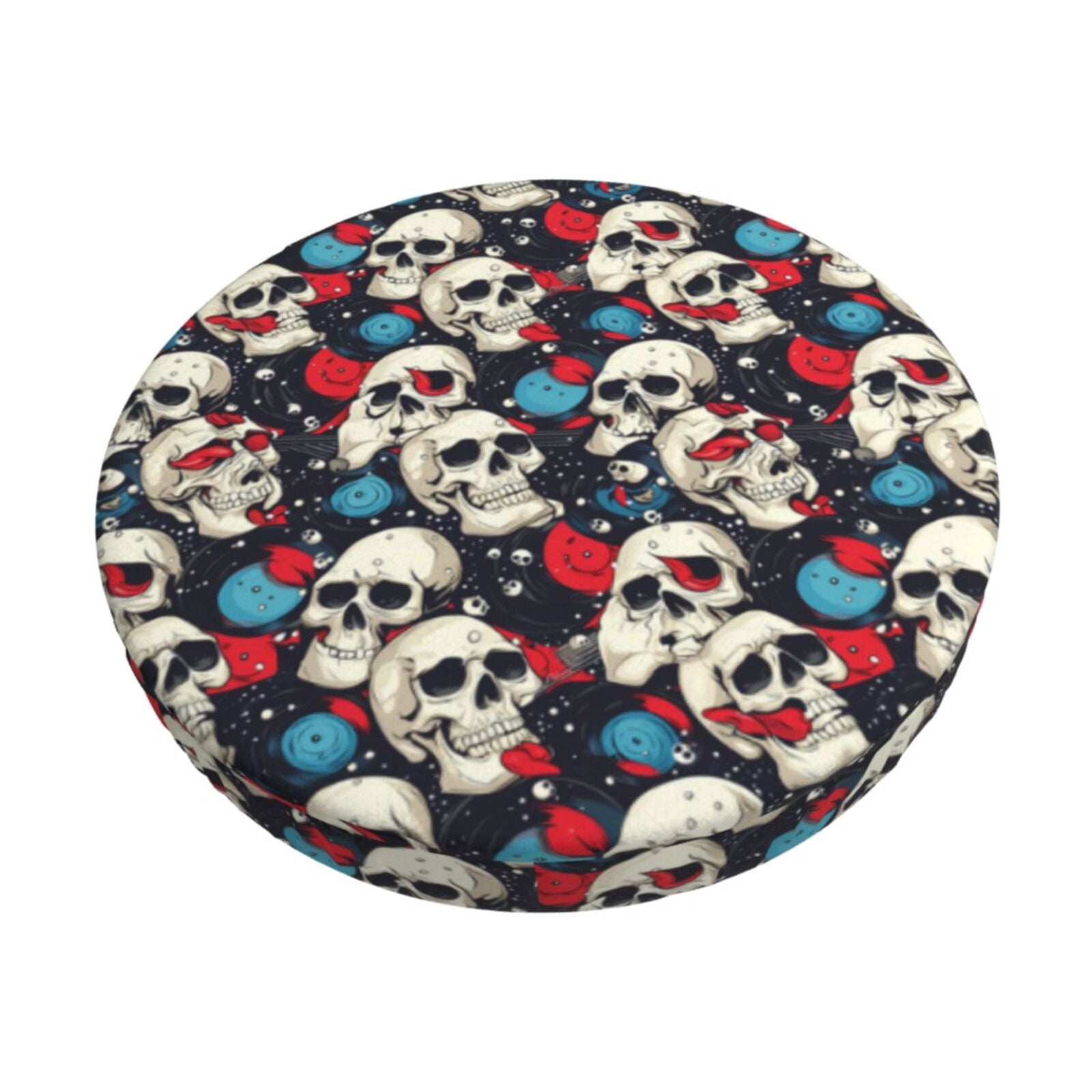 Cauagu rock record Skull artist Print Round Stool Covers,Seat Cushion ...