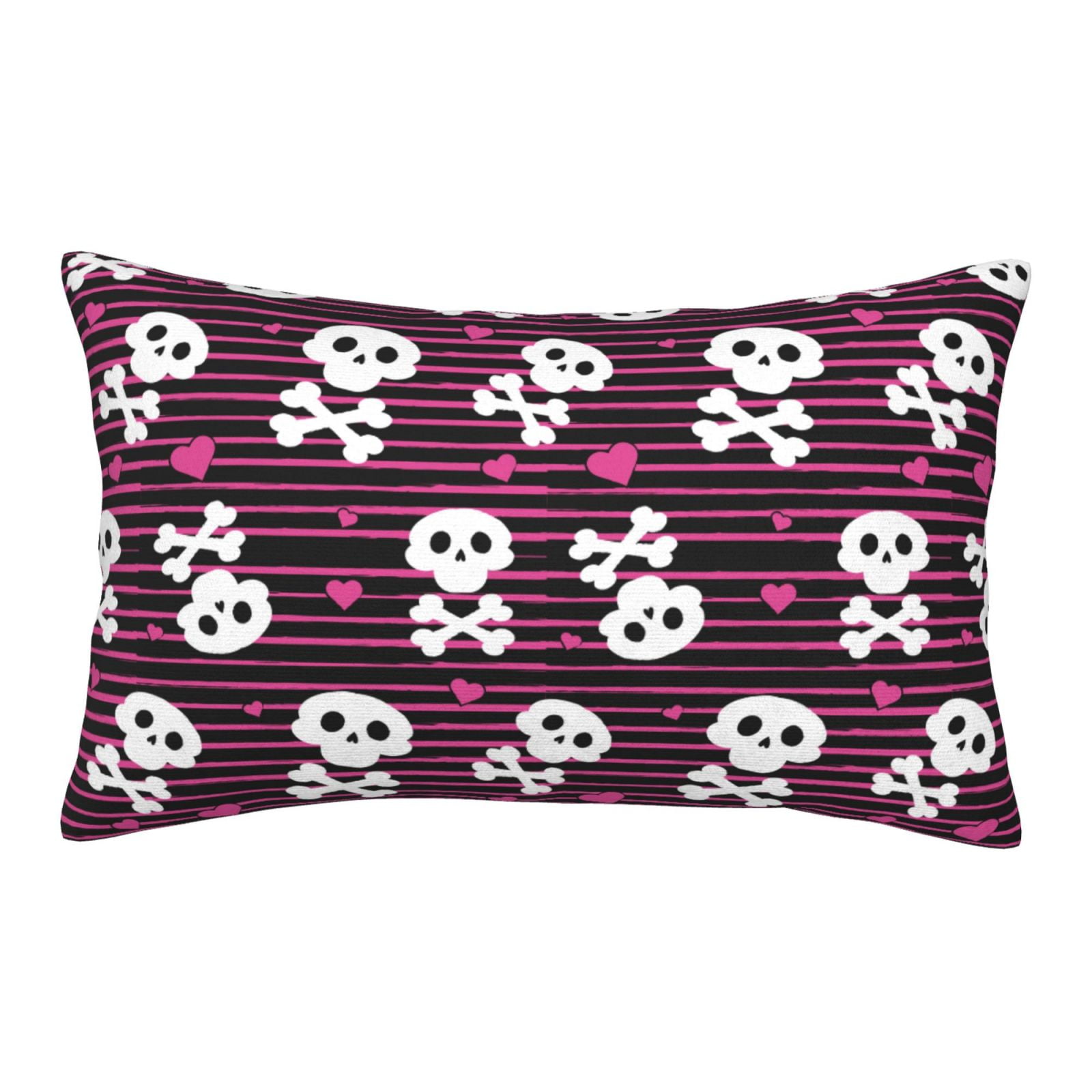 Cauagu skull with hearts Print Pillow Covers with Envelope Closure,1PC ...