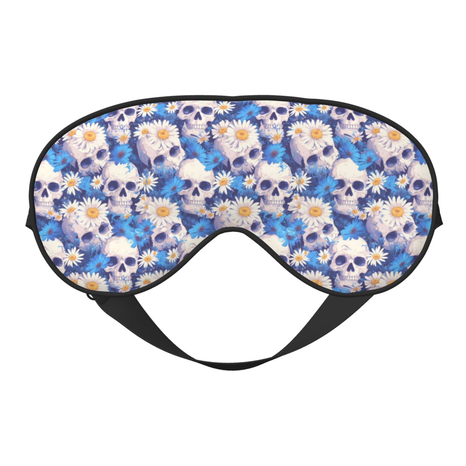 Cauagu white Skull blue daisy Print Sleep Eye Mask, Blindfold Eye Sleep ...