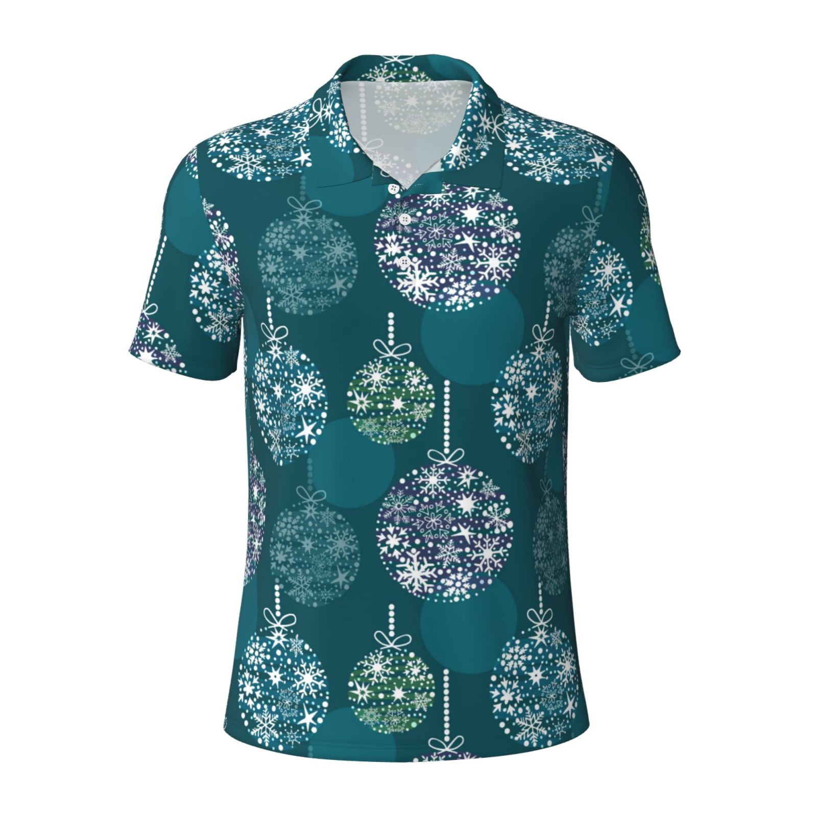 Cauagu whiter Snowflake balloons Print Men's Polo Shirts, Short-Sleeve ...