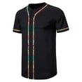 Caual Tee for Men Hawaii Irregular Print Stitching Stand Short Sleeve ...
