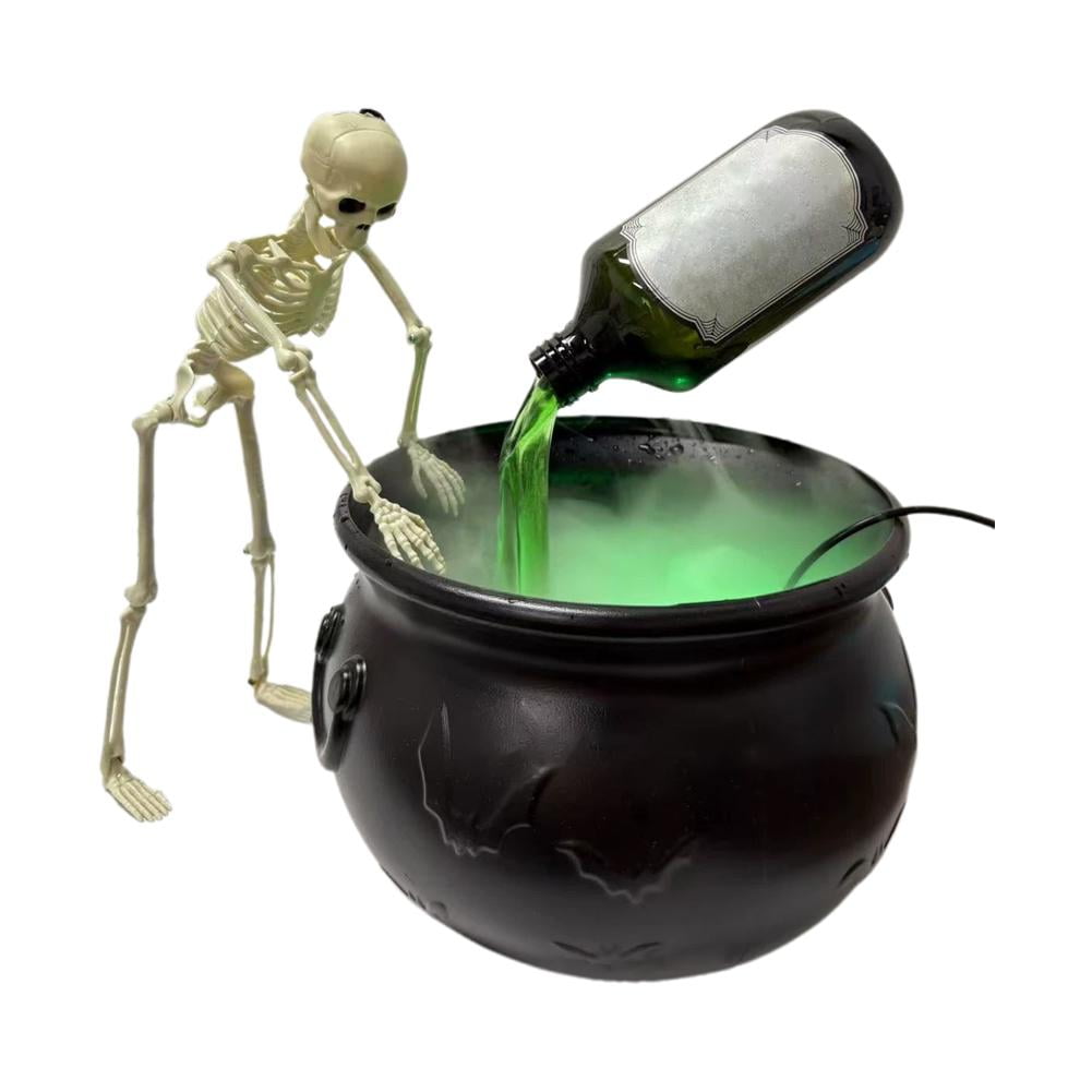 Cauldron Decor with Floating Potion Bottles & Fog Maker, Skeleton ...