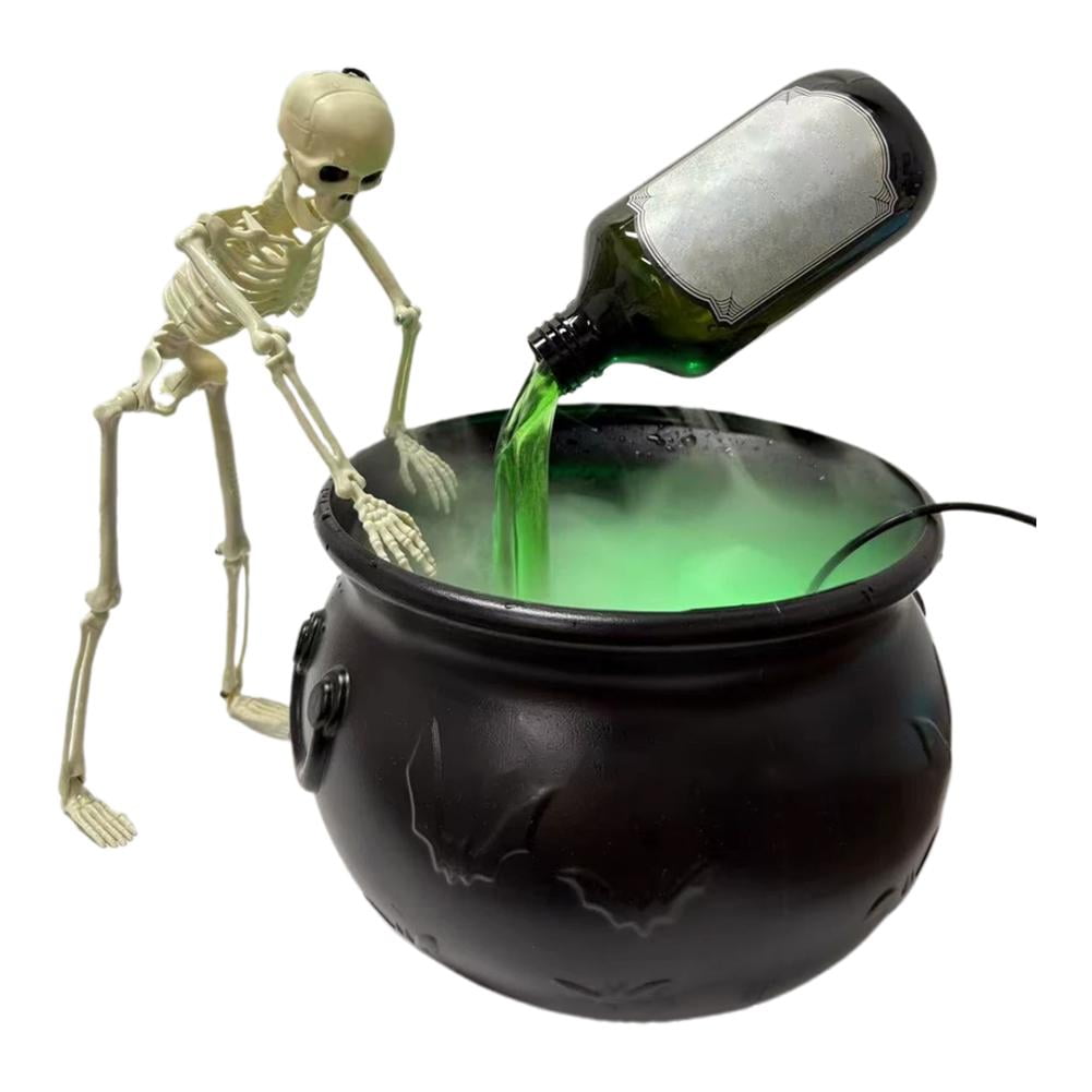 Cauldron Decor with Floating Potion Bottles & Fog Maker, Skeleton ...