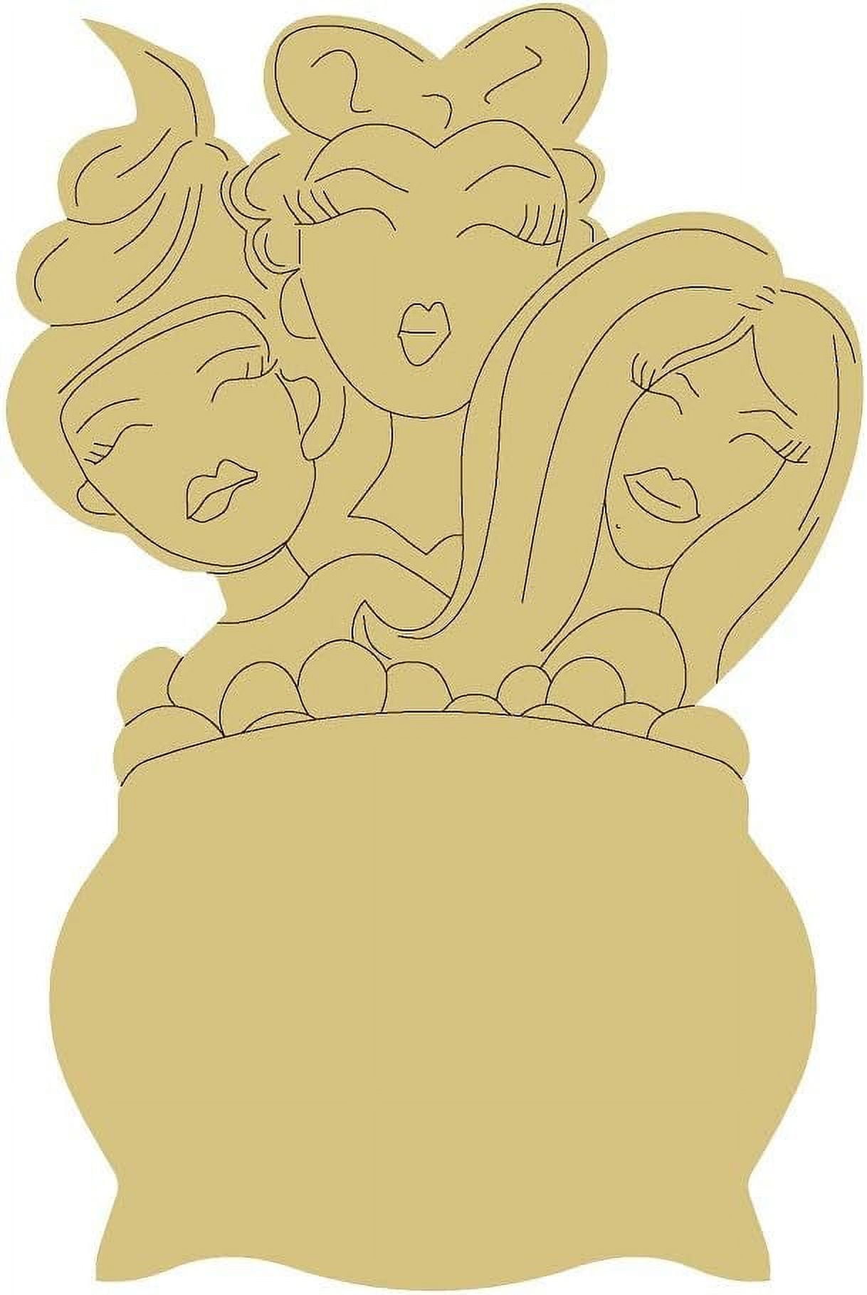 Cauldron Design by Lines Cutout Hocus Pocus Door Hanger Unfinished Wood ...