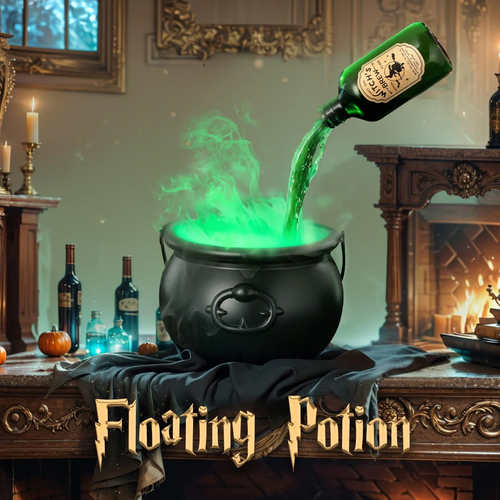 Spooky Halloween Witch Cauldron Decor – DIY Floating Potion Bottle with ...