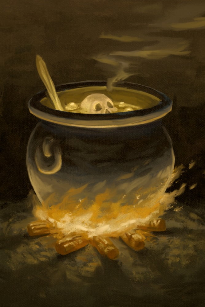 Cauldron, Halloween Oil Painting (24x36 Giclee Gallery Art Print, Vivid ...