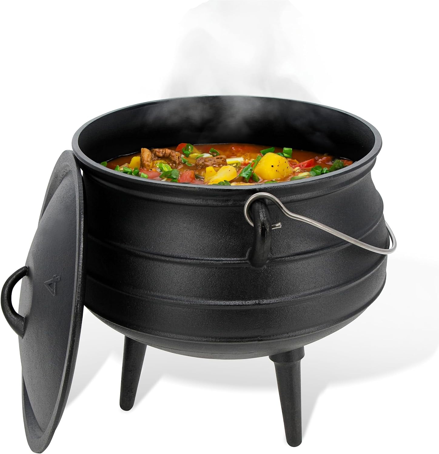 Cauldron Pot - 10 Quart Pre Seasoned Witches Cast Iron Cauldron for ...