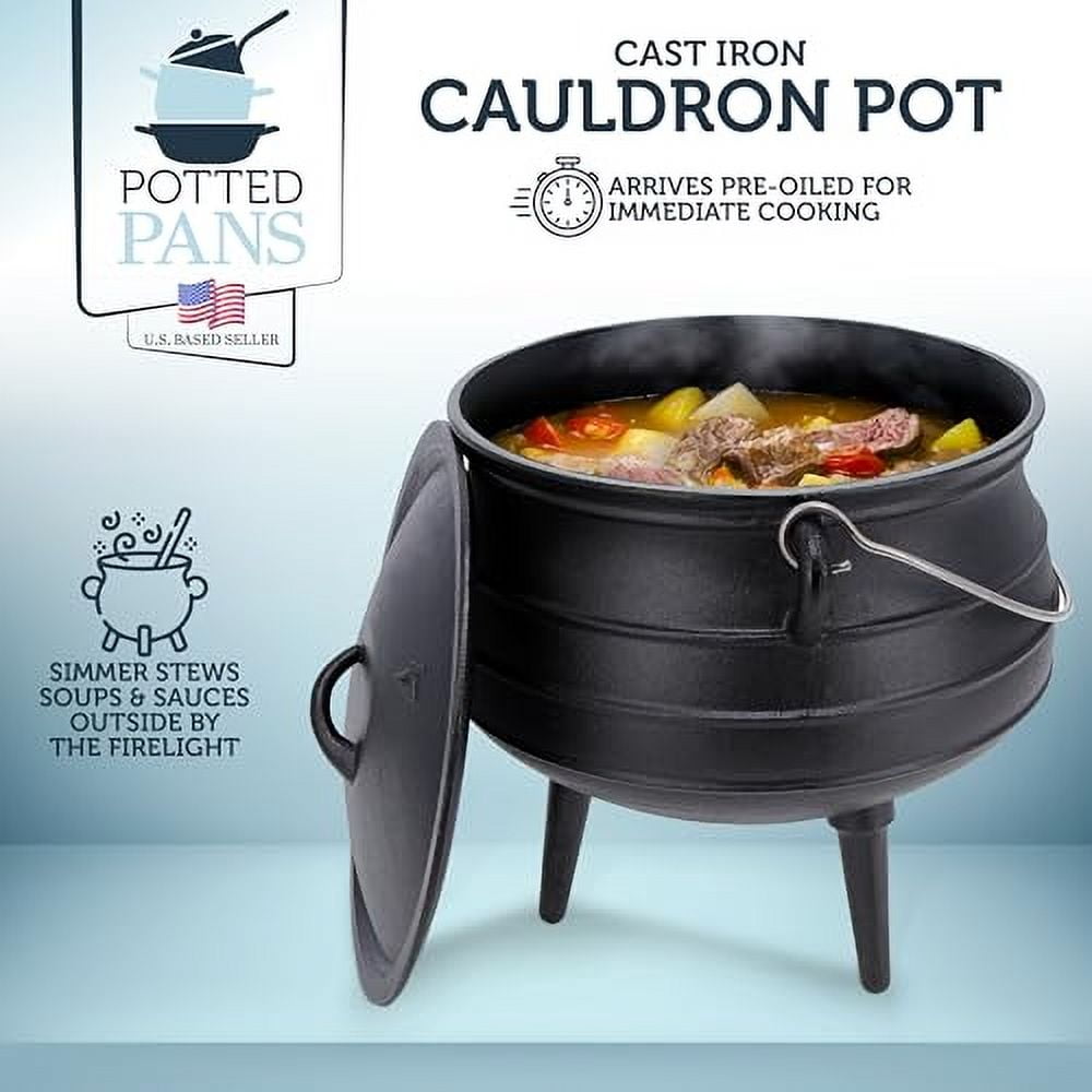Cauldron Pot - 10 Quart Pre Seasoned Witches Cast Iron Cauldron for ...