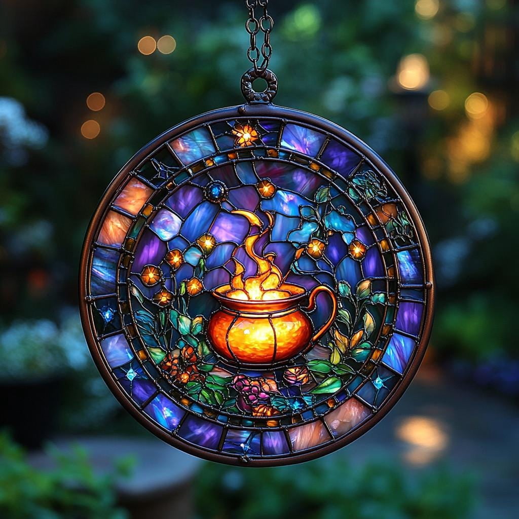 Cauldron Spell Acrylic Window Hanging | Magical Potion Faux Stained ...