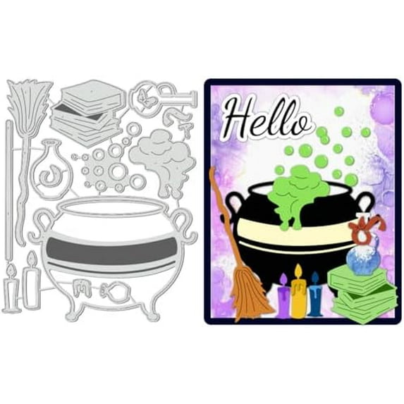 Cauldron Witches' Brooms Carbon Steel Cutting Dies, 5.1x6.3inch ...