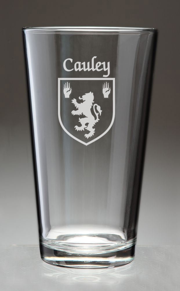Cauley Irish Coat of Arms Pint Glasses - Set of 4 (Sand Etched ...