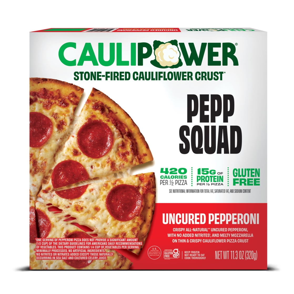 CAULIPOWER Uncured Pepperoni Stone-Fired Cauliflower Crust Pizza, 11.3 ...