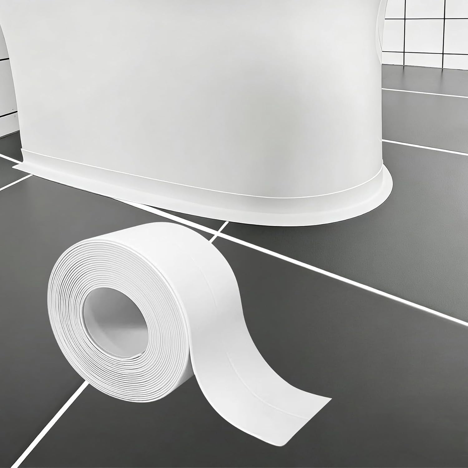 Caulk Tape, 1 Roll White Caulk Tape Waterproof Self Adhesive, Toilet ...