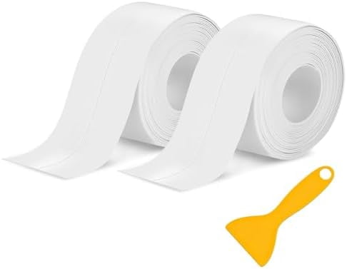 Caulk Tape Self Adhesive 1.97" x16.4Ft, 2 Rolls White Toilet Caulk ...