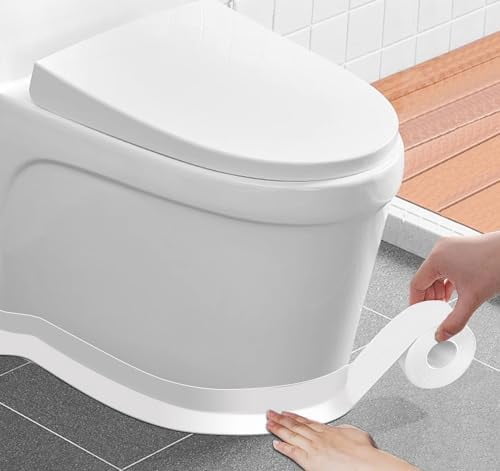 Caulk Tape Self Adhesive 1.97" x16.4Ft, White Toilet Caulk Sealant Tape ...