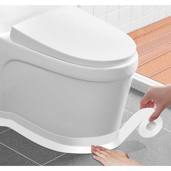 Caulk Tape Self Adhesive 1.97" x16.4Ft, White Toilet Caulk Sealant Tape ...