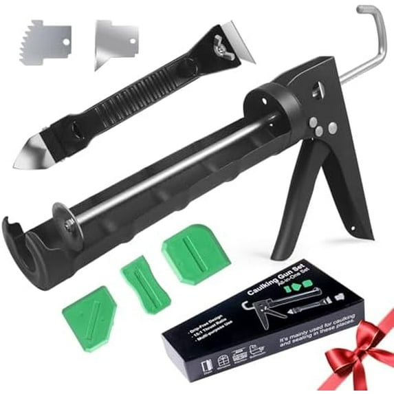 Caulking Gun Kit – 10oz Silicone Caulk Gun No Drip with Caulk Remover ...