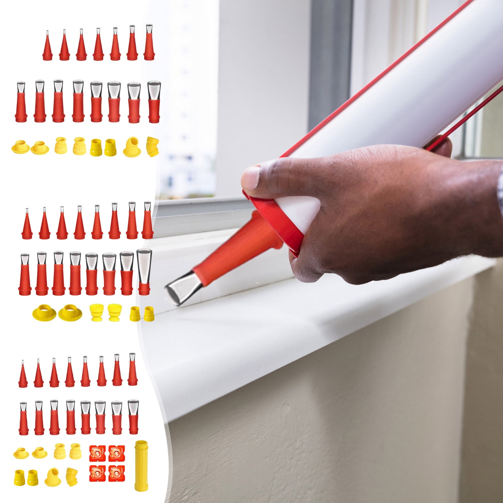 Caulking Nozzle Applicator, Stainless Steel Base, Integrated Rubber ...