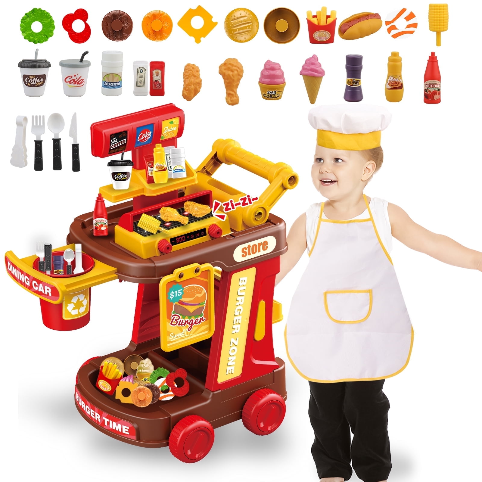 Caunedy Pretend Play Kitchen Playset,Mini BBQ Grill Palyset with ...