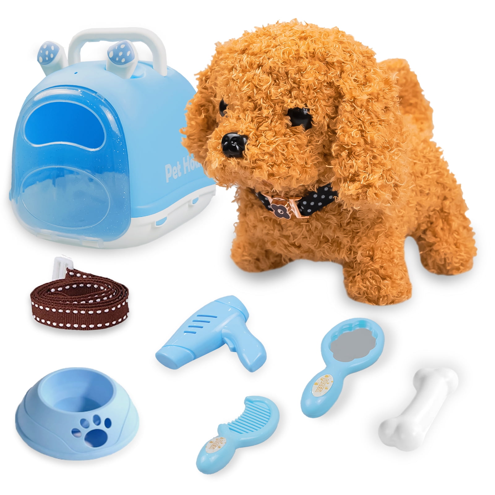 Caunedy Pet Care Play Set,Little Plush Brown Teddy Dog Grooming Toys ...