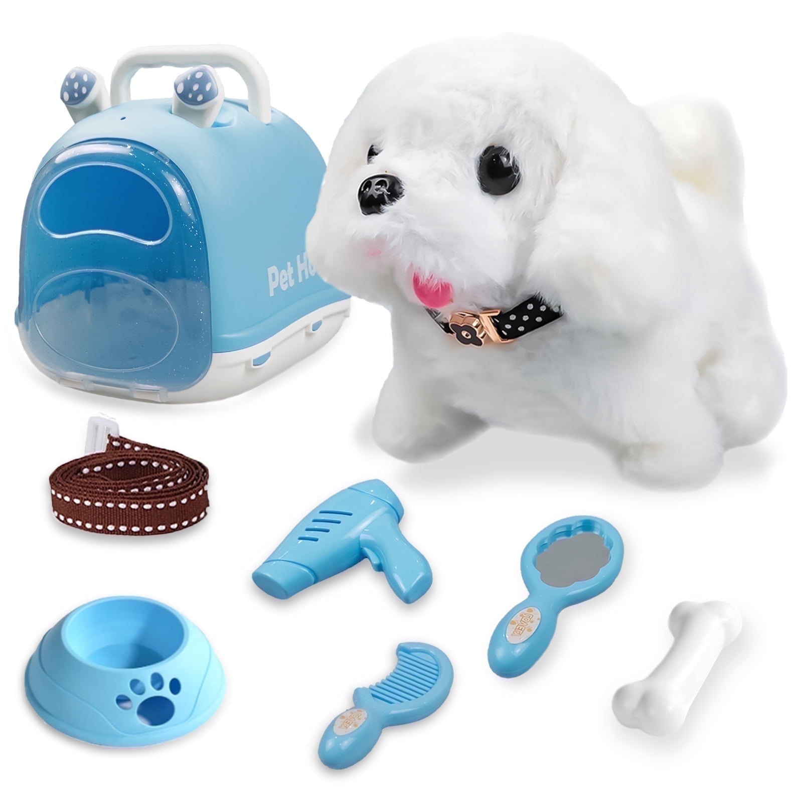 Sunforu Pet Care Play Set, Little Plush White Dog Grooming Toys with ...