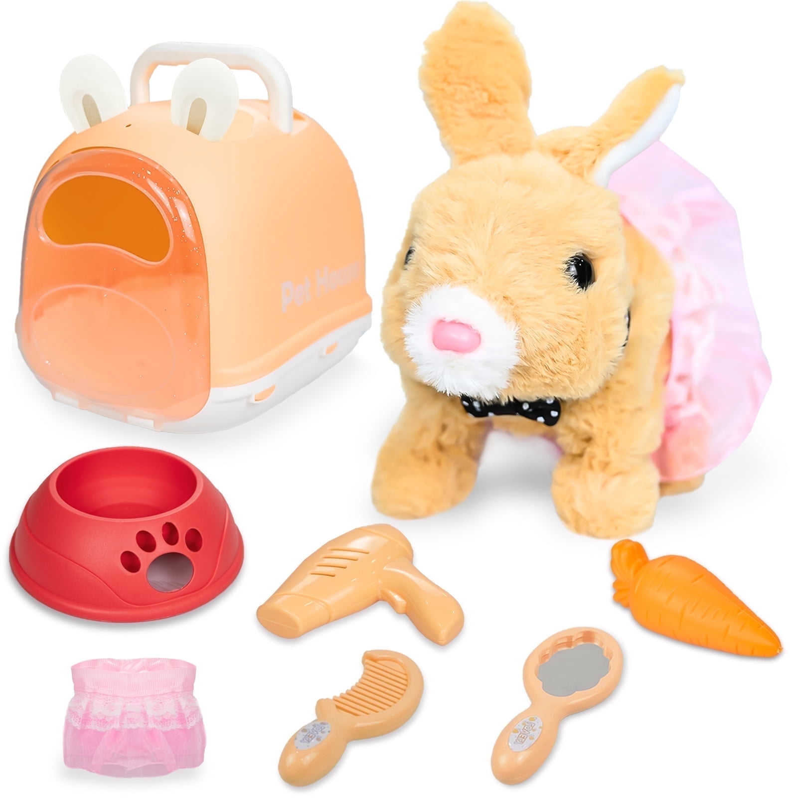 Sunforu Pet Care Play Set, Little Plush White Rabbit Grooming Toys with ...