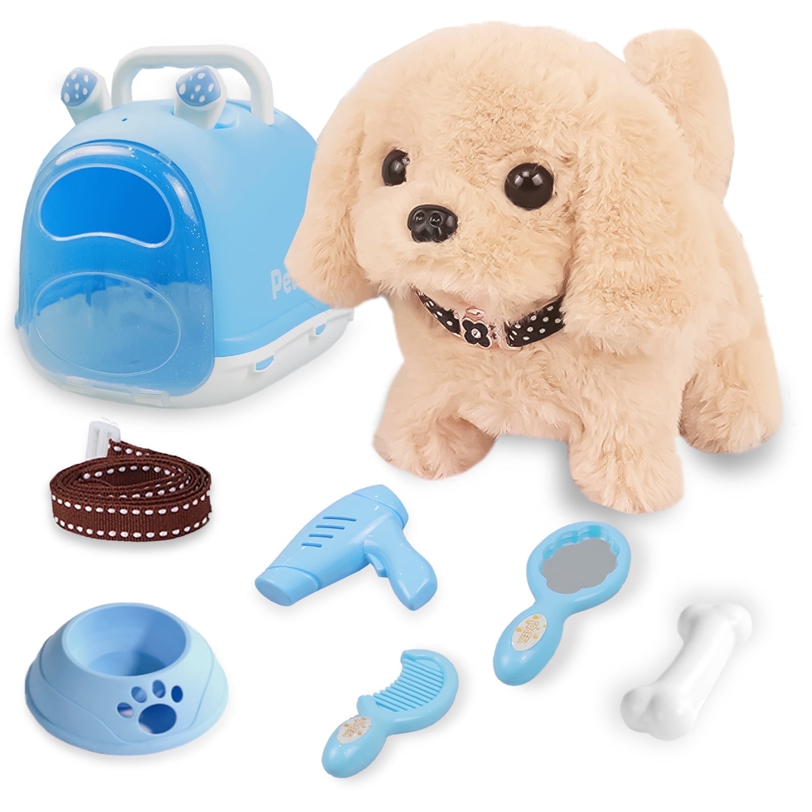 Caunedy Pet Care Play Set, Little Plush Yellow Dog Grooming Toys with ...