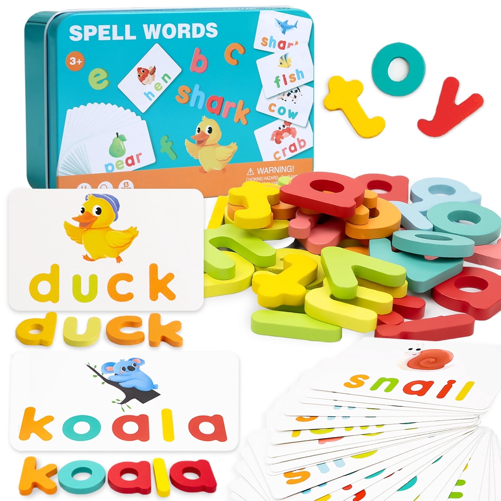Sunforu Wooden Alphabet Toys for Toddler, Interactive ABC Card and ...