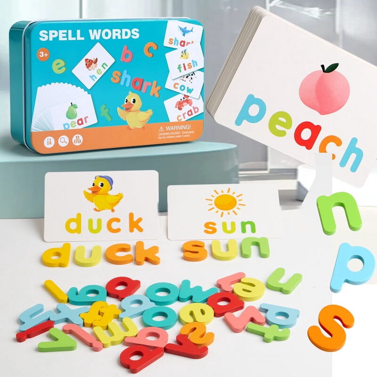 Caunedy Wooden Alphabet Toys for Toddler, Interactive ABC Card and ...