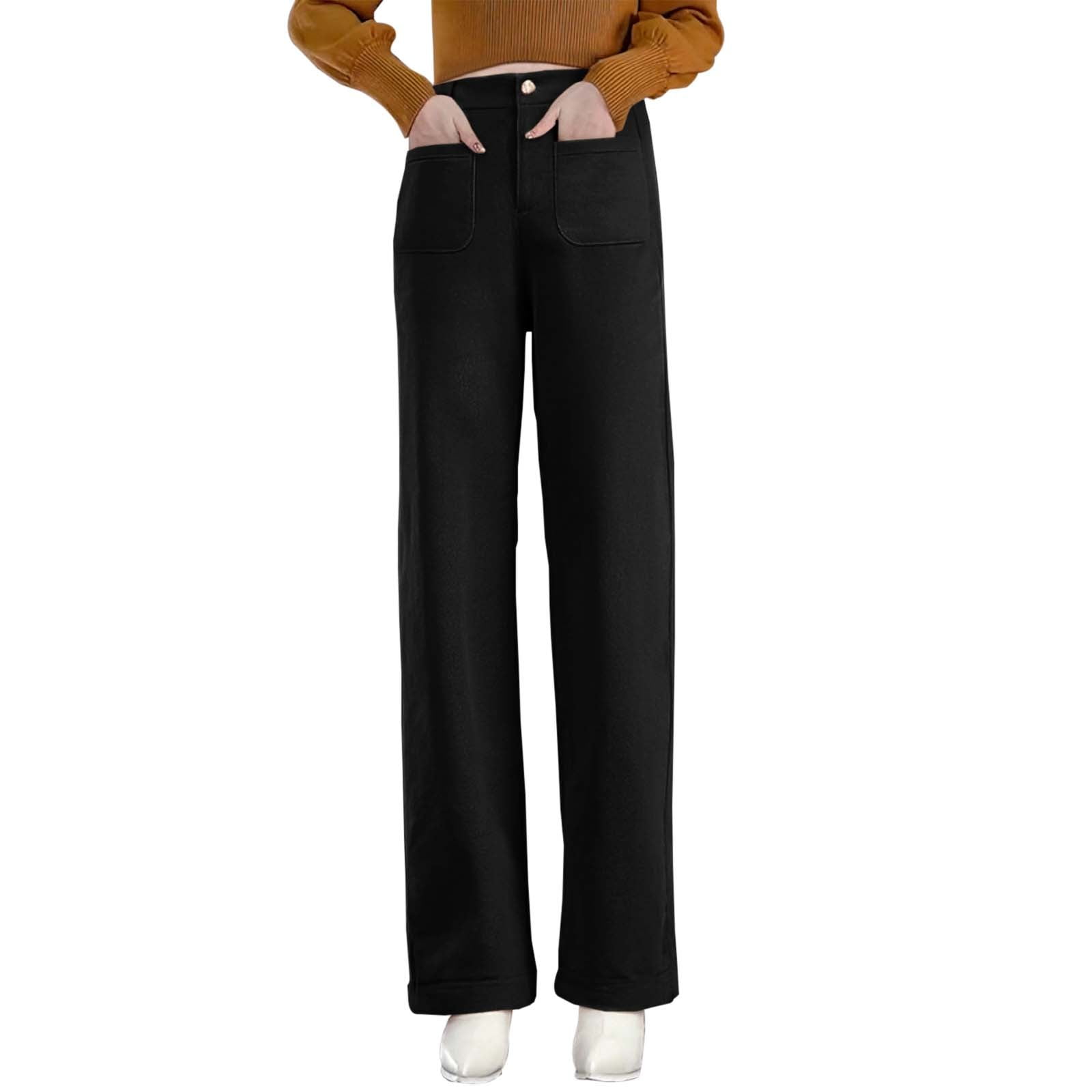 Causal Pants for Women High Waist Straight Wide Leg Fabric Button Waist ...